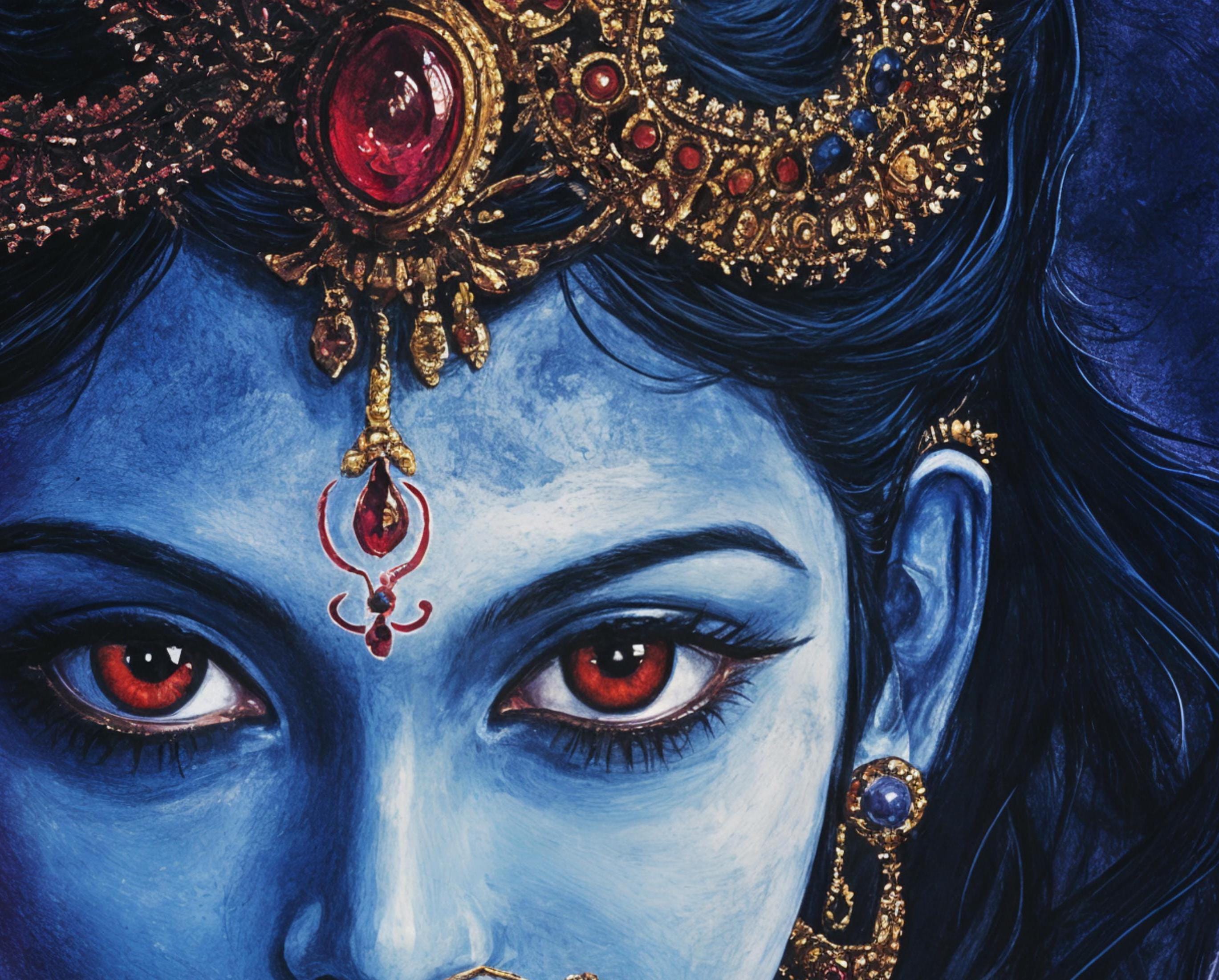 Goddess Kali Ma Painting, Hindu Wall Art, God Kali Maa Poster, Indian ...