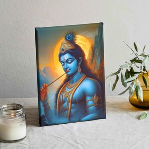 Krishna Meditating Art, Lord Krishna Painting, Hare Krishna Poster ...