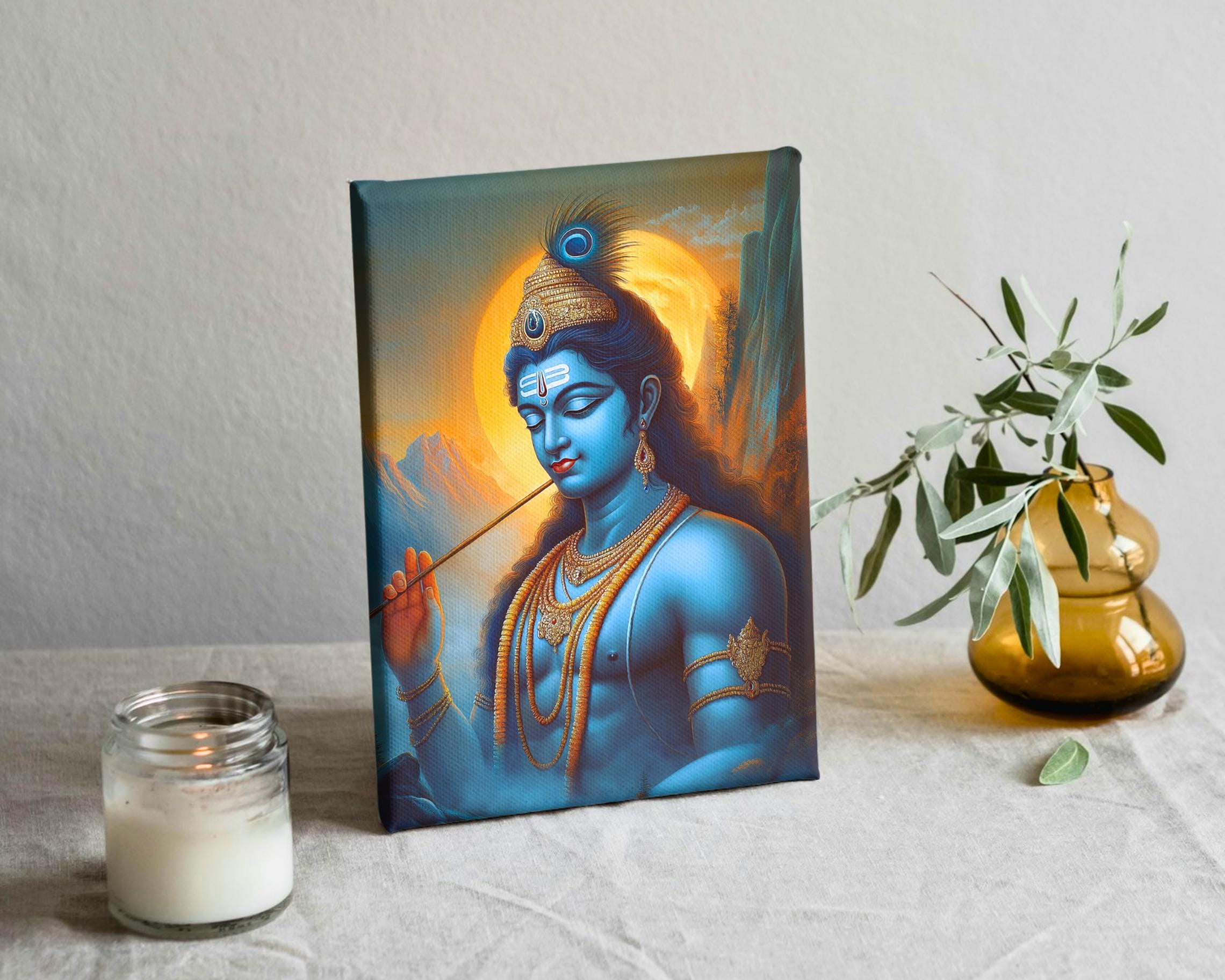 Krishna Meditating Art, Lord Krishna Painting, Hare Krishna Poster ...