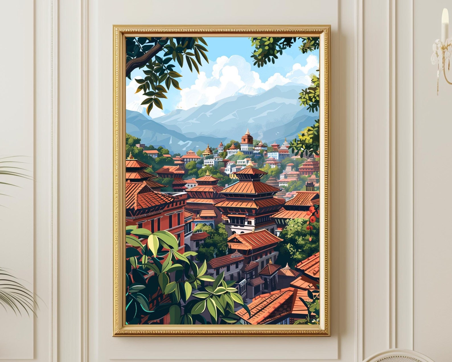Kathmandu Art Print, Minimalist Travel Painting, Nepal Wall Art ...
