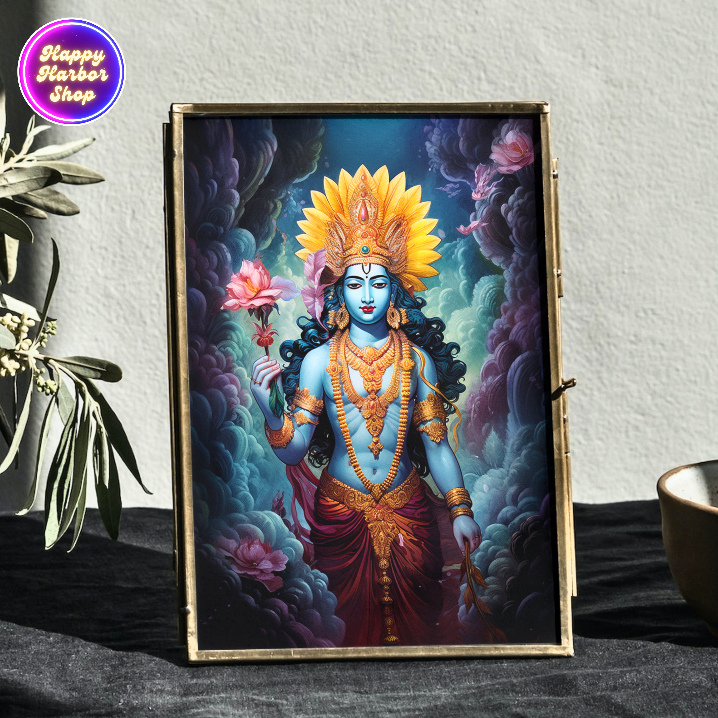 Vishnu Print Lord Vishnu Painting Hindu God Art Vishnu Murti Poster ...
