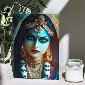 Kali Ma Painting, Hindu Goddess Kaali Maa, Indian Deity Decor, Hinduism ...