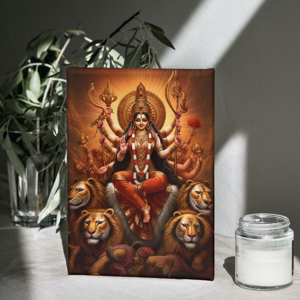Goddess Durga Painting, Durga Poster, Mahadevi Durgati Poster, Dashain ...