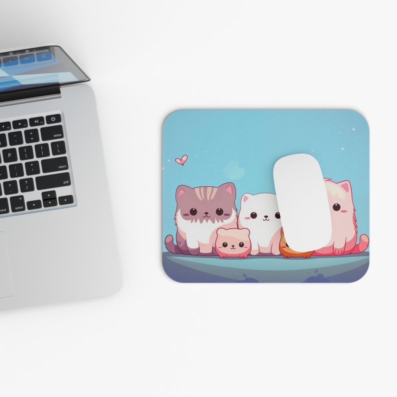 Desk Mat Kawaii Blue, Cute Cat Mouse Pad Large, Cat Gaming Desk Mat ...