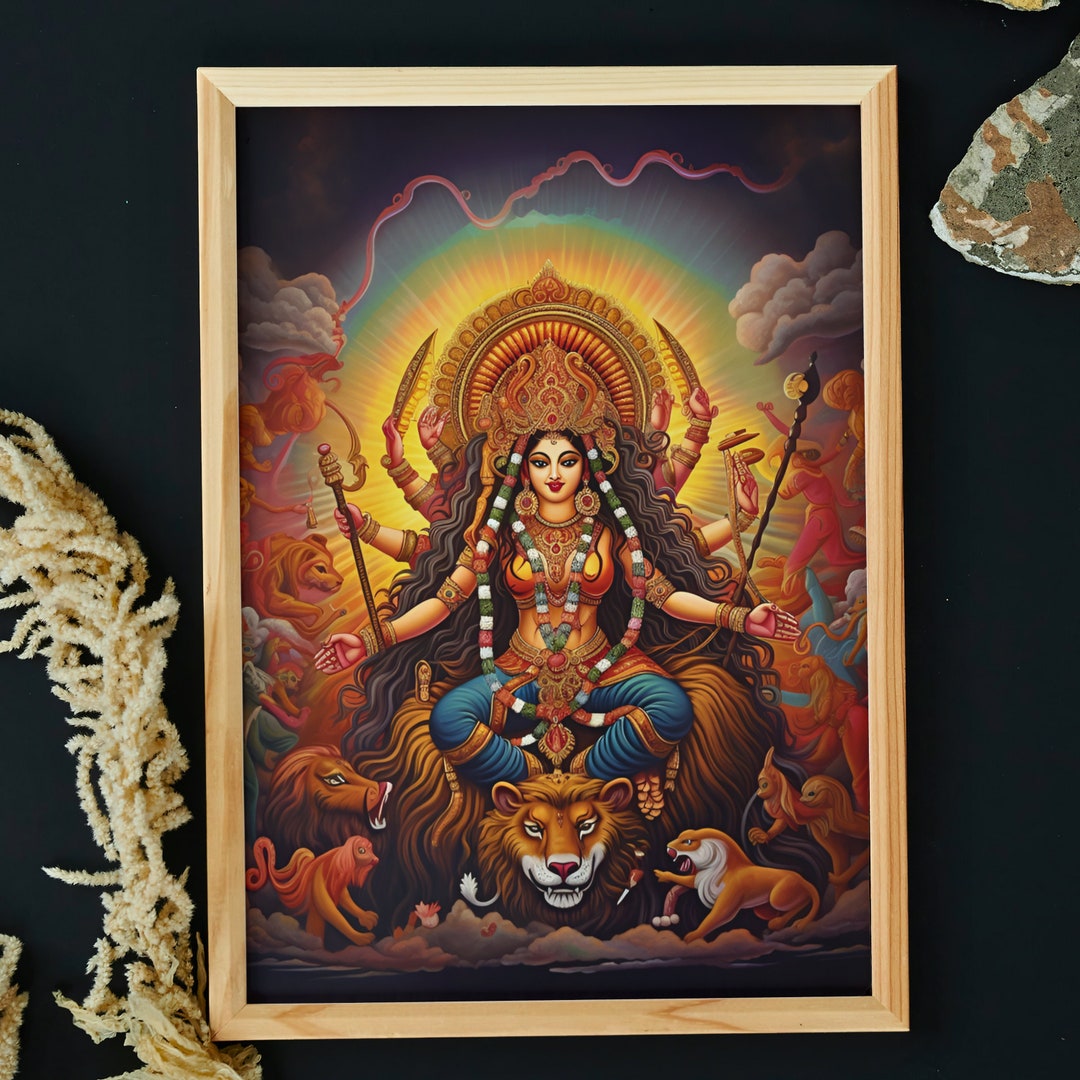 Goddess Durga Wall Art Durga Painting Durga Illustration - Etsy