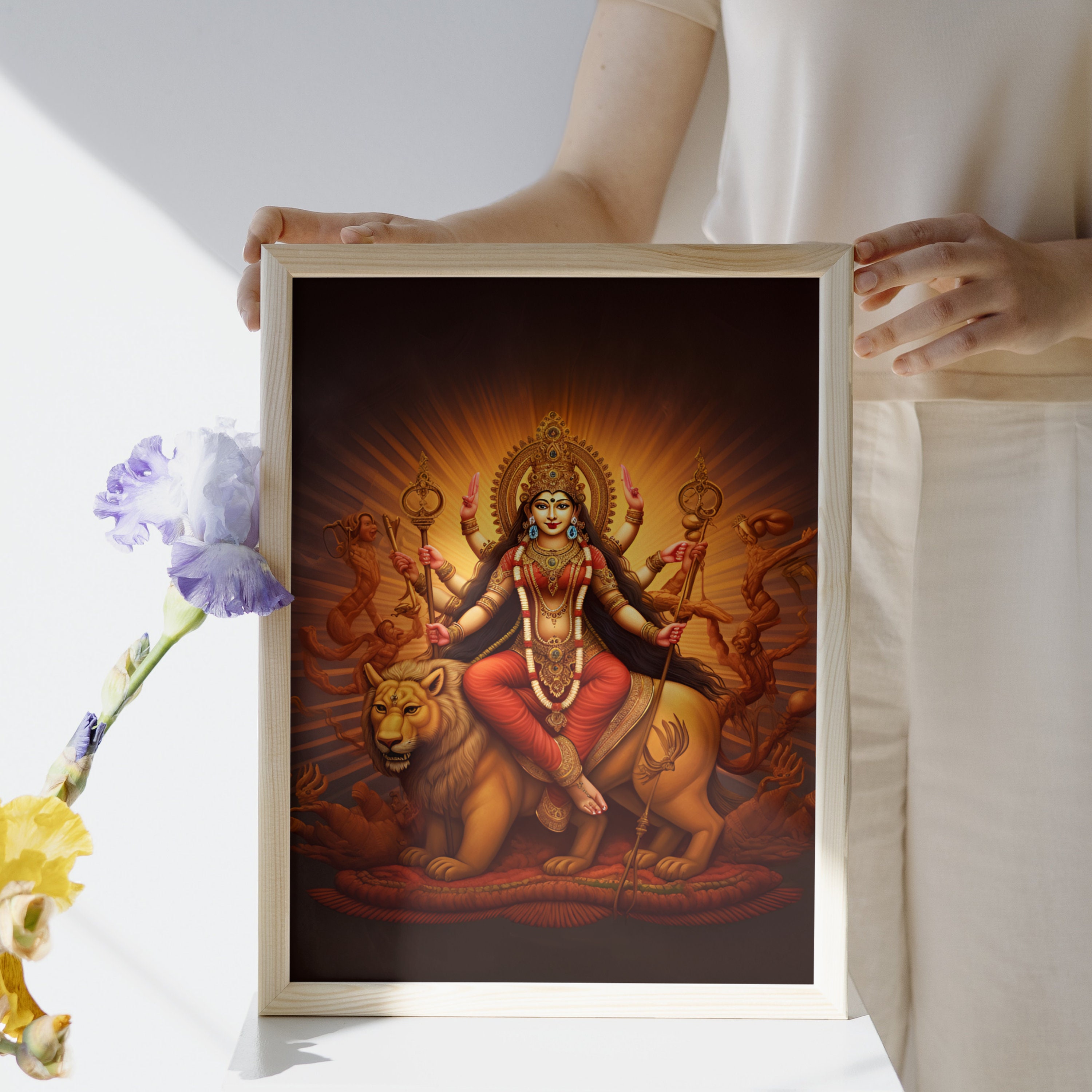 Goddess Durga Painting, Durga Poster, Durga Illustration, Hindu Art ...