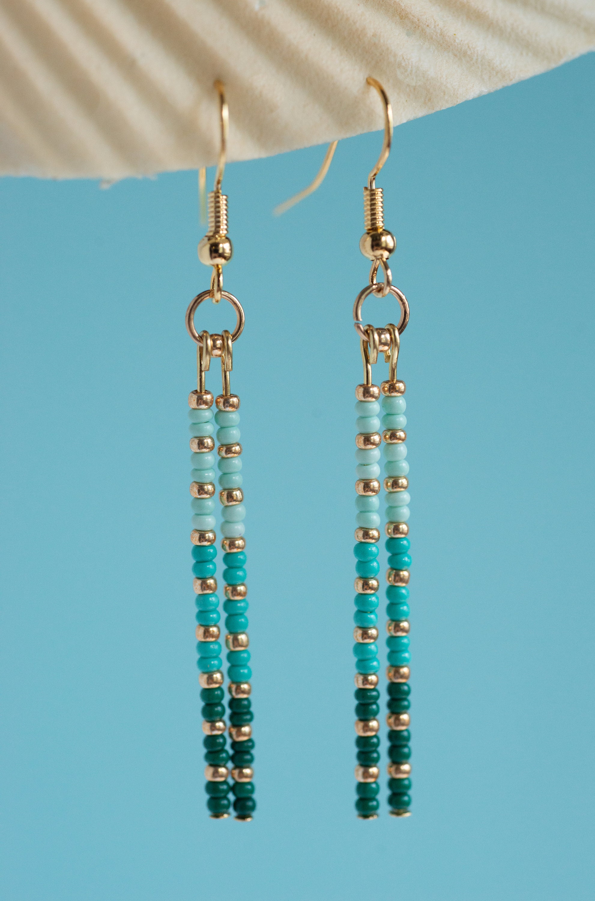 Ombre Seed Bead Dangle Earrings, 18K Gold Plated Hooks - Etsy