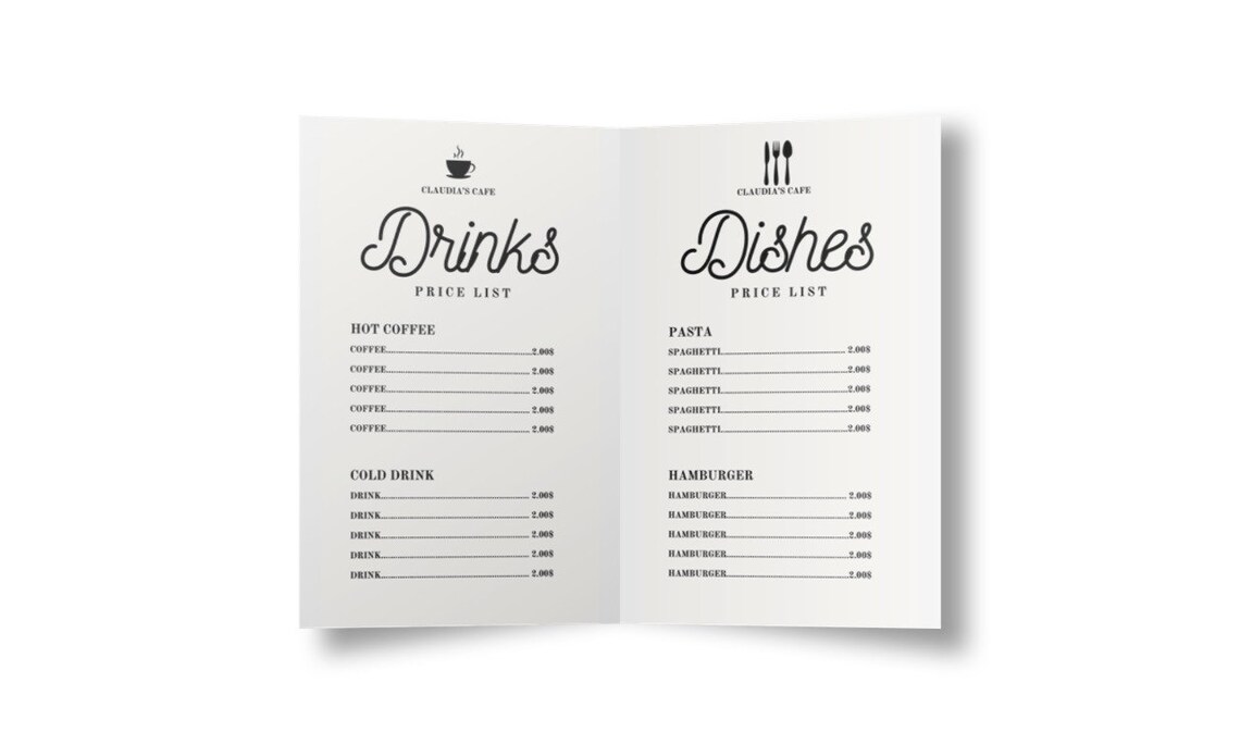 Restaurant Menu Design. Minimalist Style. A5 and Letter Sizes. - Etsy