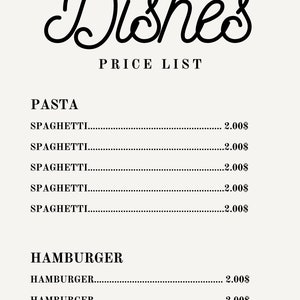 Restaurant Menu Design. Minimalist Style. A5 and Letter Sizes. - Etsy
