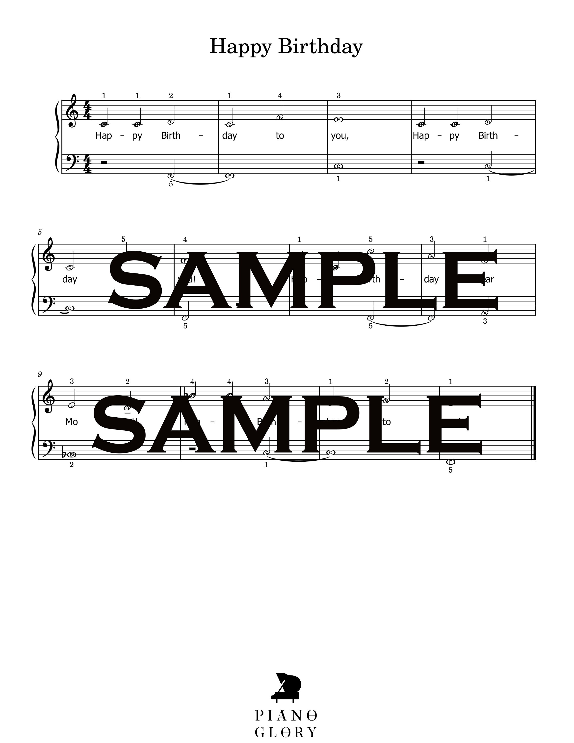 Happy Birthday Piano Sheet Music With Notes Labelled - Etsy