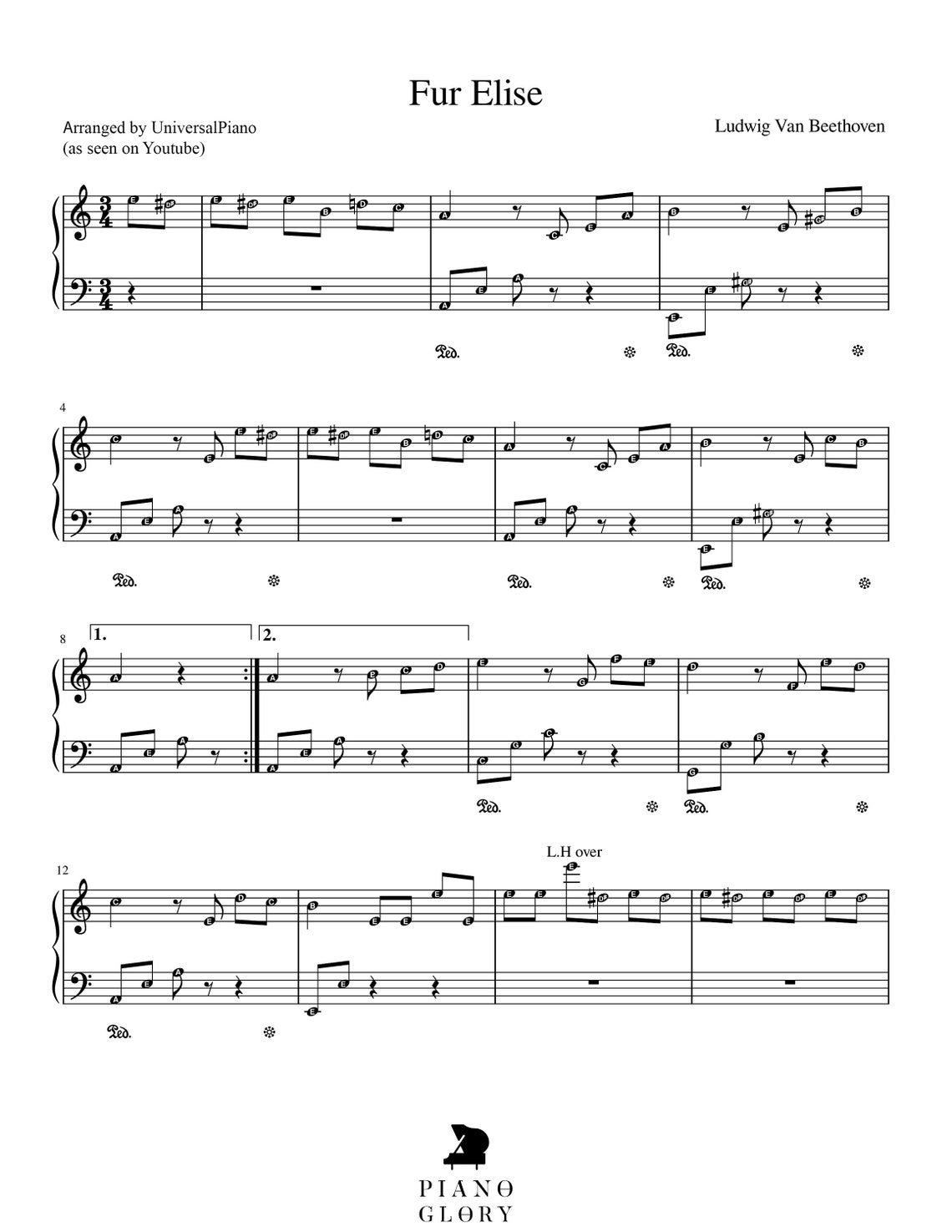 Fur Elise Piano Sheet Music With Notes Labelled - Etsy