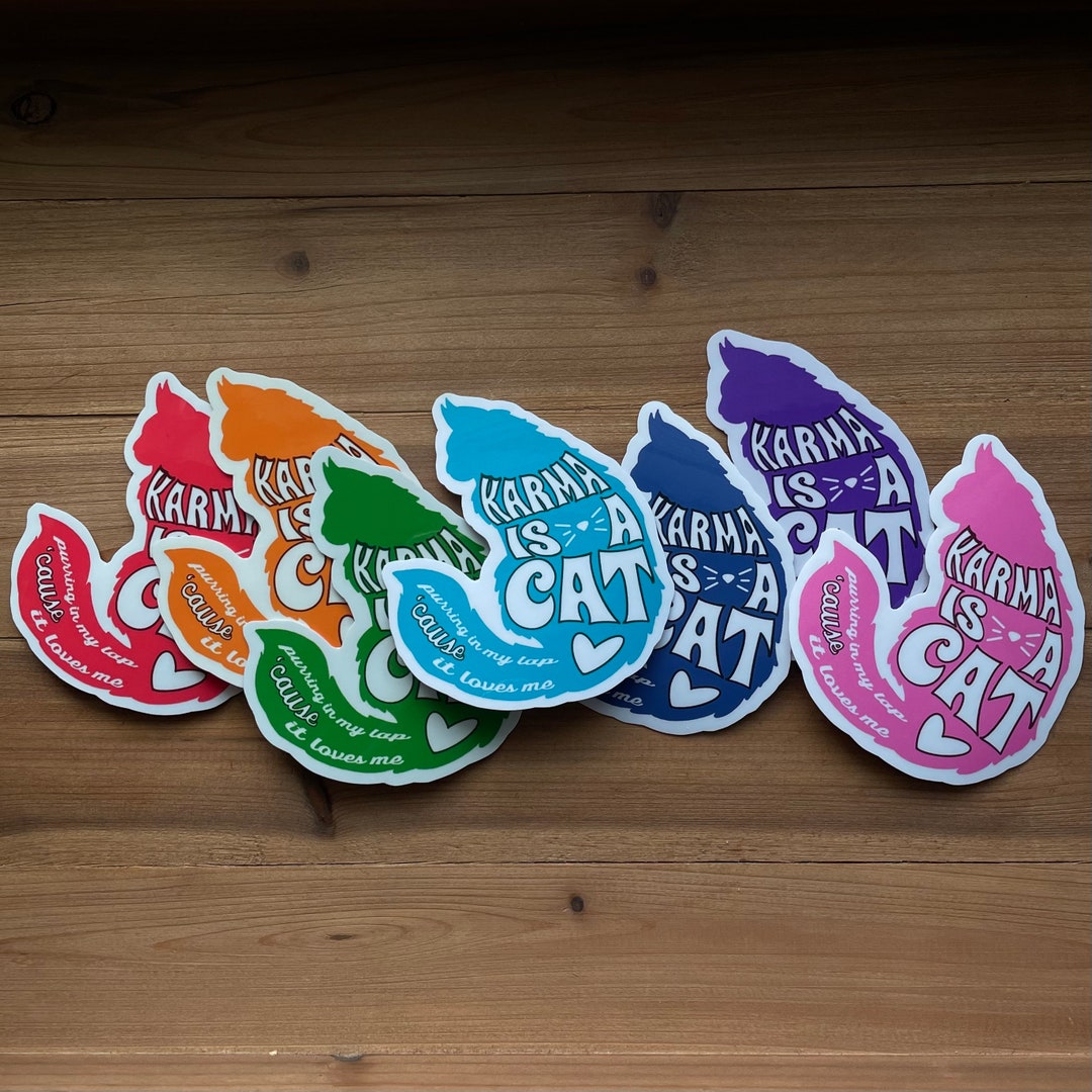 Midnights, Karma - Karma is A Cat Vinyl Sticker, Solid Colors or ...