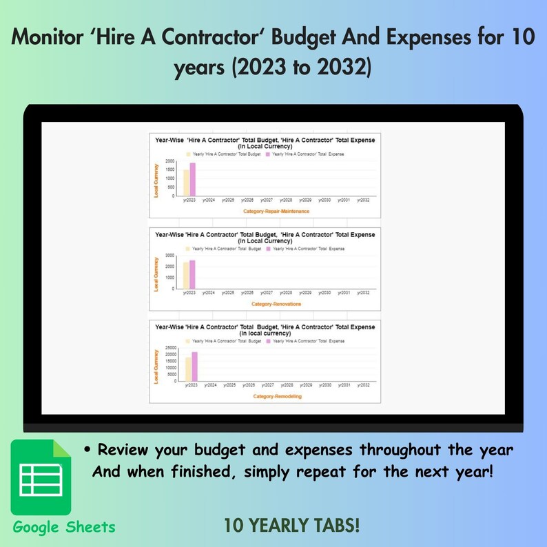 Budget and Expense Tracker Spreadsheet Template for Home Repair ...