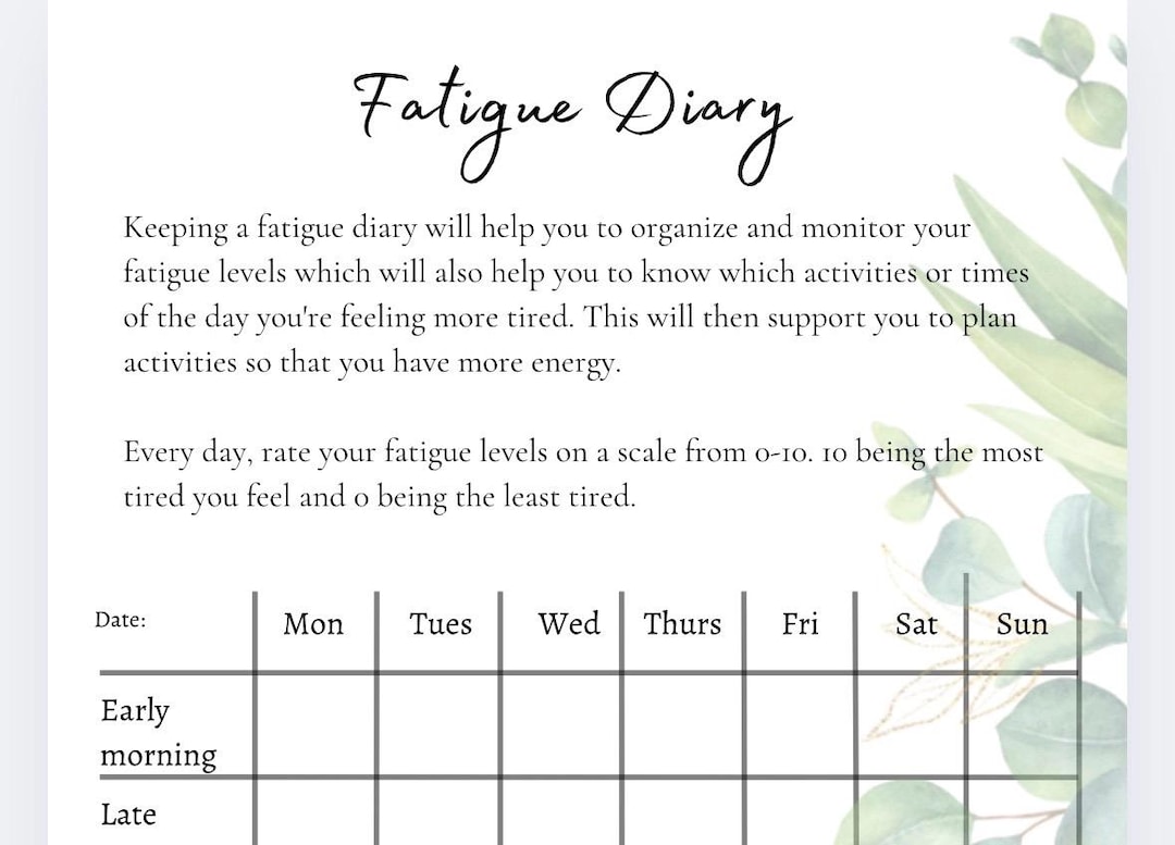 Fatigue Diary - Etsy