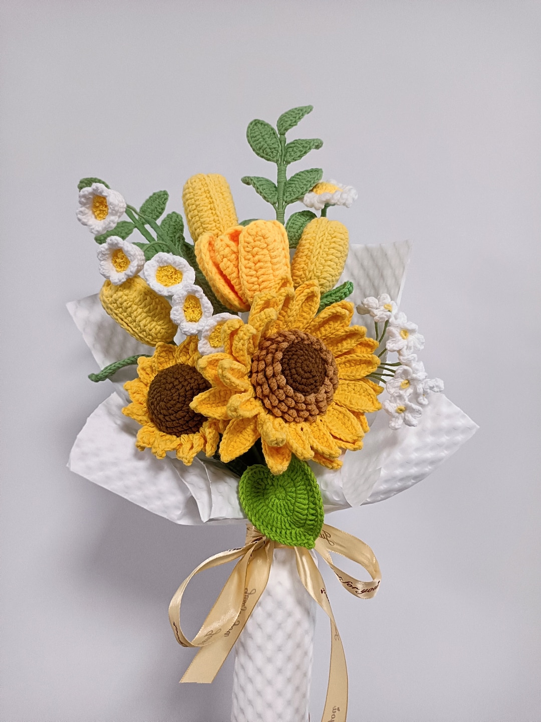 Handmade Sunflowers Bouquet, Crochet Flower Bouquet,tulip,bouquet for ...