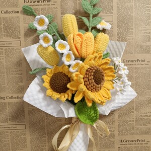 Handmade Sunflowers Bouquet, Crochet Flower Bouquet,tulip,bouquet for ...