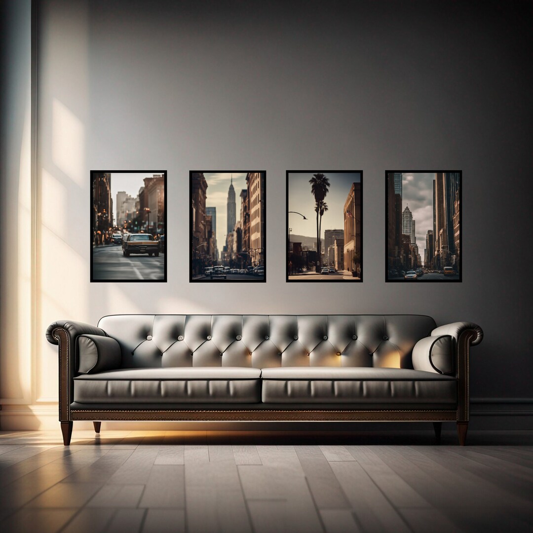 Old Look City With Road Printable Paintings Four in One - Etsy