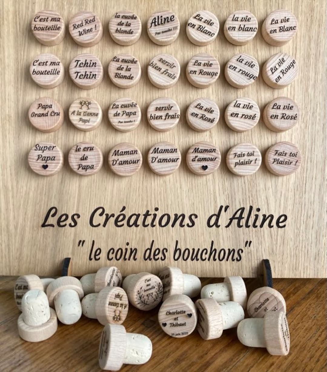 Bouchon liège et bois gravé - Etsy France