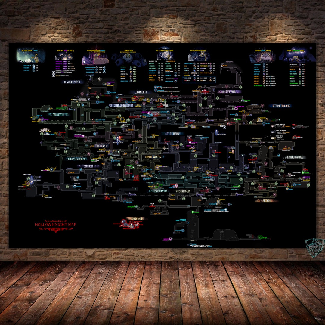 Hollow Knight Map Poster Hallownest Wall Art Rolled Canvas - Etsy