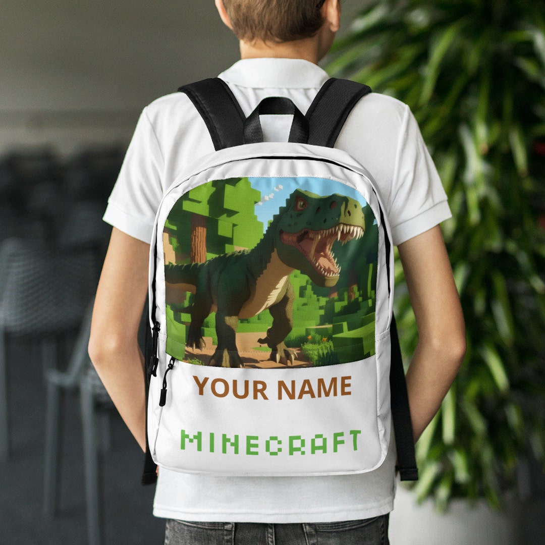 Personalized T Rex Minecraft Backpack School or Work Gift - Etsy