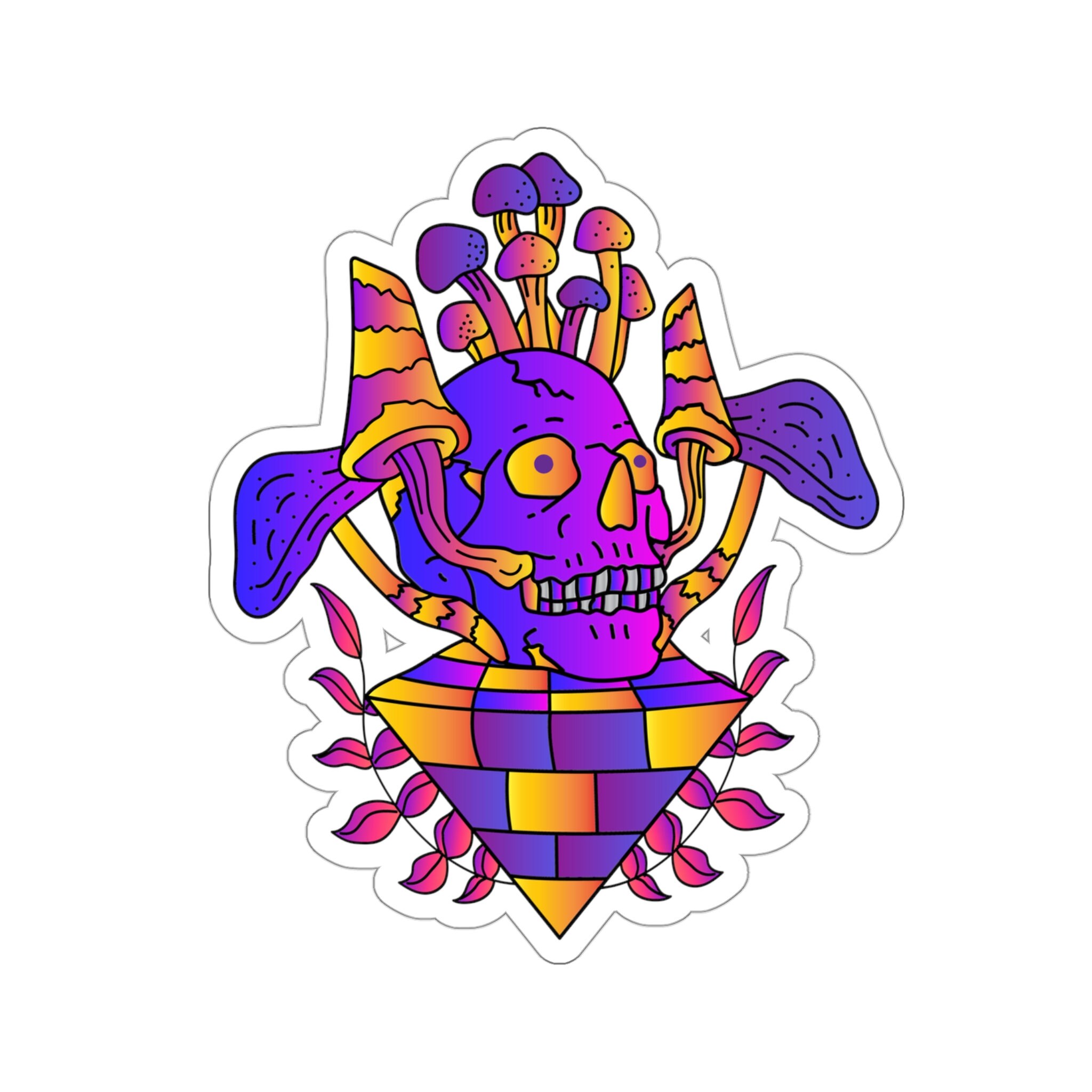 Super Trippy Skull and Mushroom Pyramid UNDERWORLD Kiss-cut - Etsy