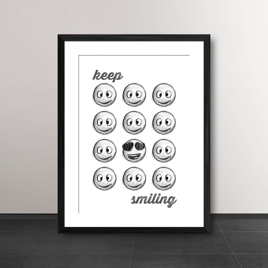 Keep Smiling Emoji Smiley Love Heart Eye's Poster Print, PRINTABLE ...