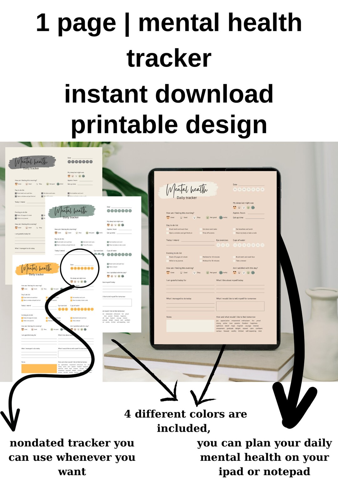 Daily Mental Health Tracker Printable Mental Health Tracker - Etsy
