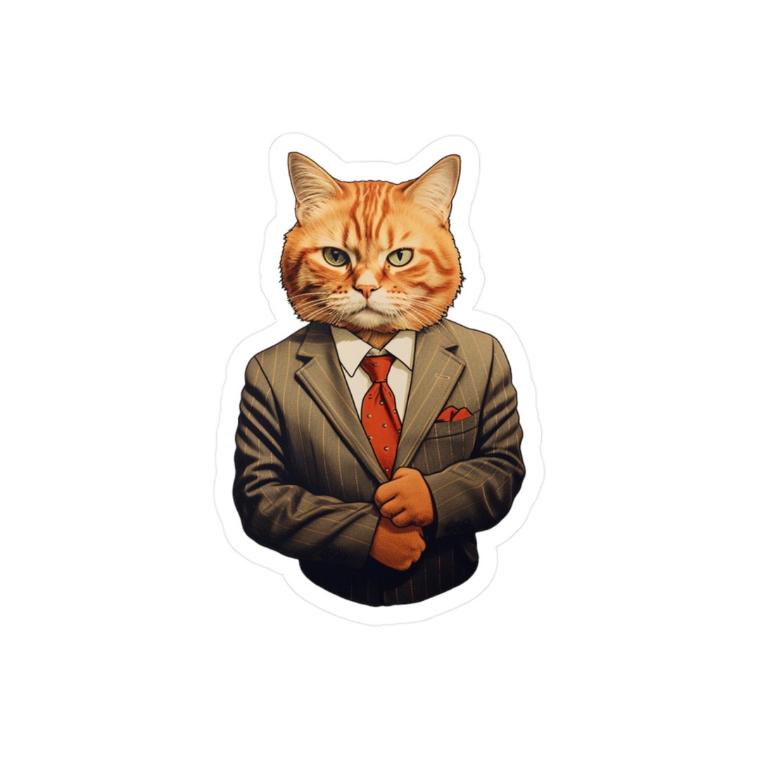 Cat in a Suit Sticker - Classy and Playful Feline Decal for Cat Lovers ...
