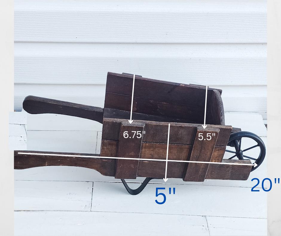 Vintage Wooden Wheelbarrow. All Metal Wheel. Solid Wood. 20 Long ...