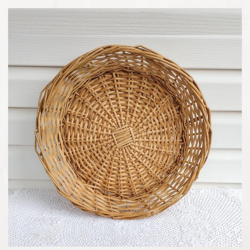 Wicker Tray Flat Round - Etsy