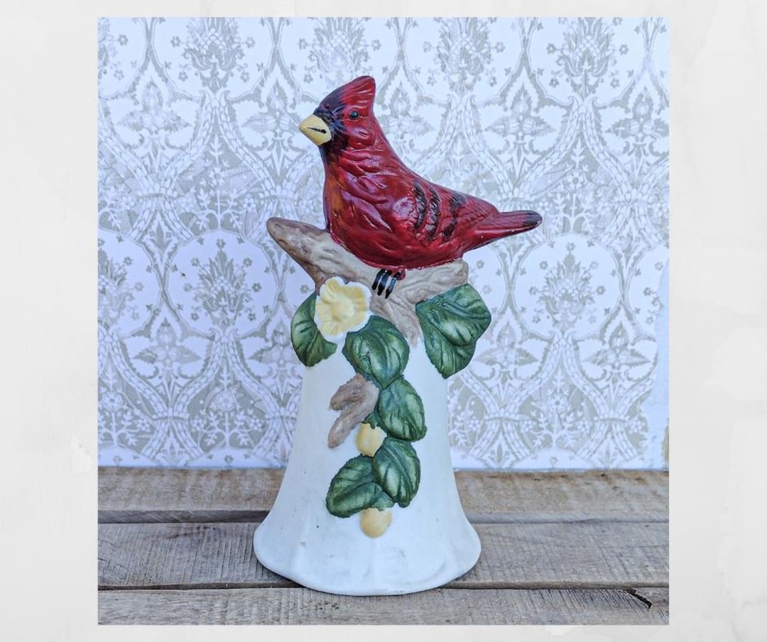 Vintage Cardinal Bird Bell. Cardinal on Branch. Handbell. Christmas ...