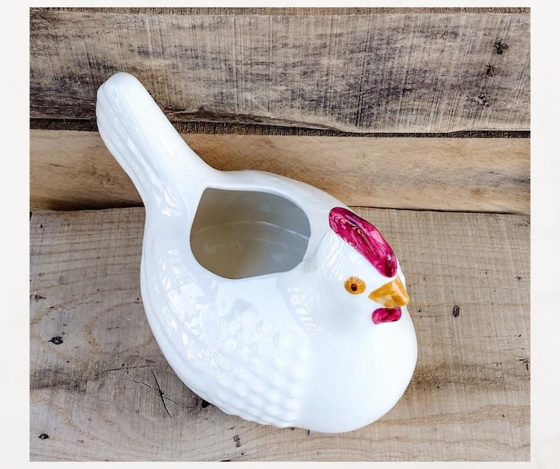Vintage Ceramic Chicken Planter. Cream. Farmhouse. Country Kitchen ...