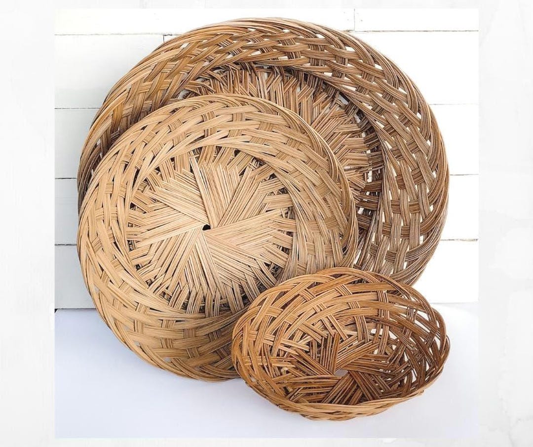 Vintage Woven Basket Lot(3) Scalloped Edge. Natural Color Baskets ...