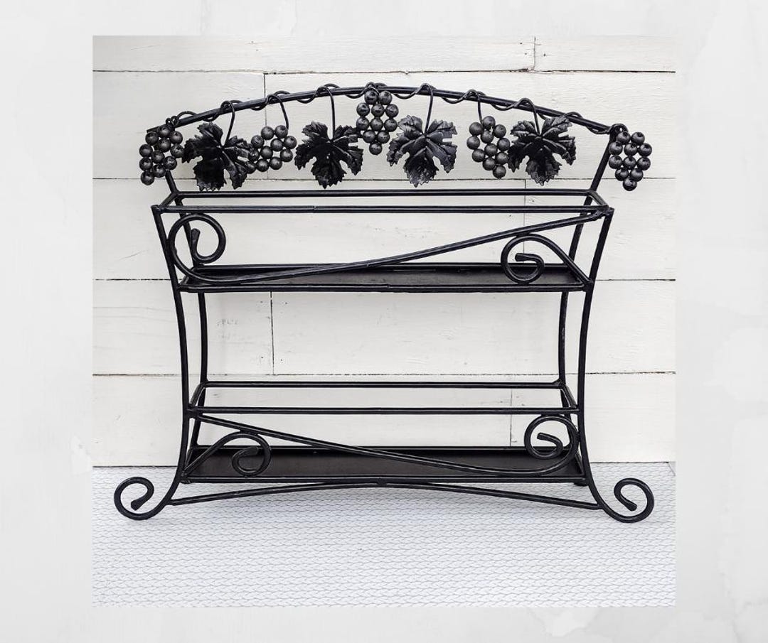 Vintage Iron Spice Rack. Grapes and Leaf Design. Scrolly. Heavy. Black ...