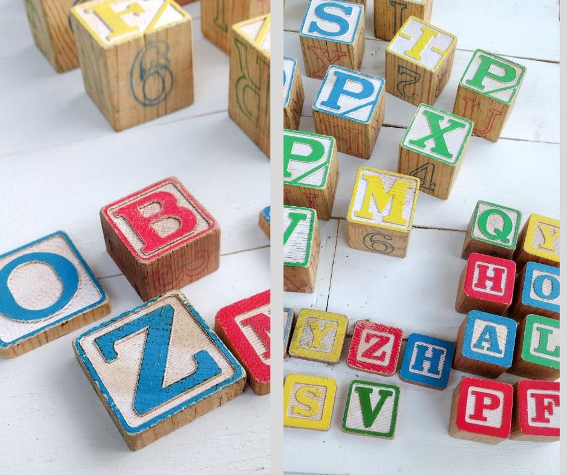 Vintage Playskool Alphabet Blocks. 1970s. Toy Blocks. Wood. - Etsy