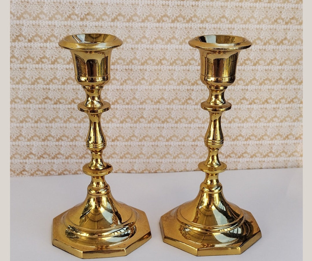 Pair of Vintage Solid Brass Candle Stick Holders. - Etsy
