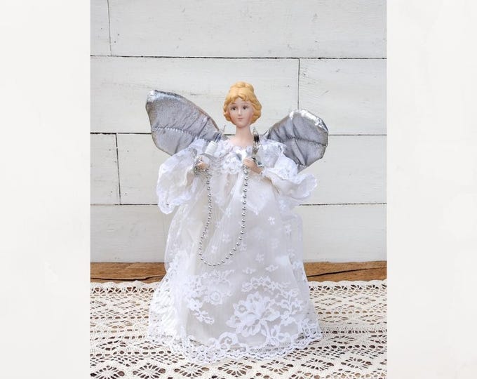 Vintage Christmas Lighted Angel Tree Topper. Porcelain Head/hands Tree ...