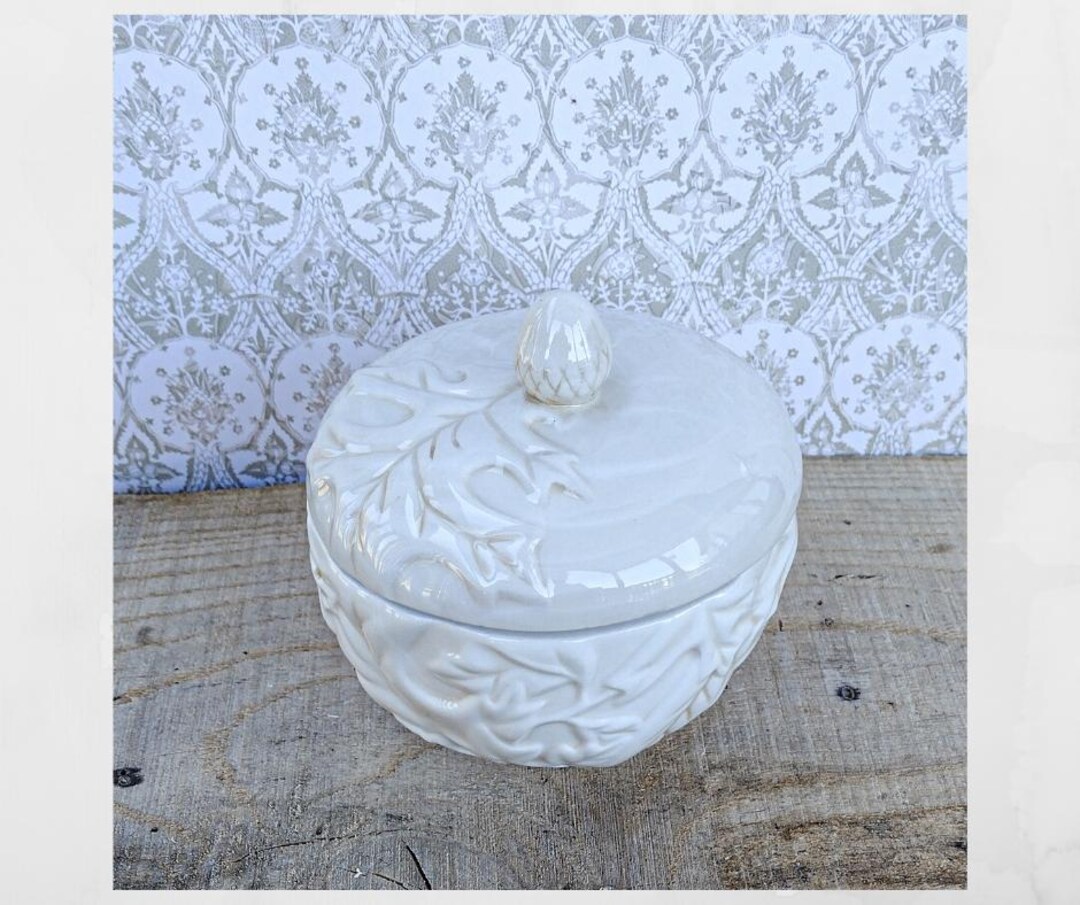 Vintage Hallmark Ceramic Acorn and Leaves Lidded Trinket Dish ...