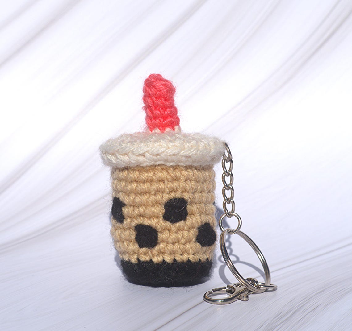 Handmade Boba Bubble Milk Tea Crochet Keychain Bag Charm - Etsy