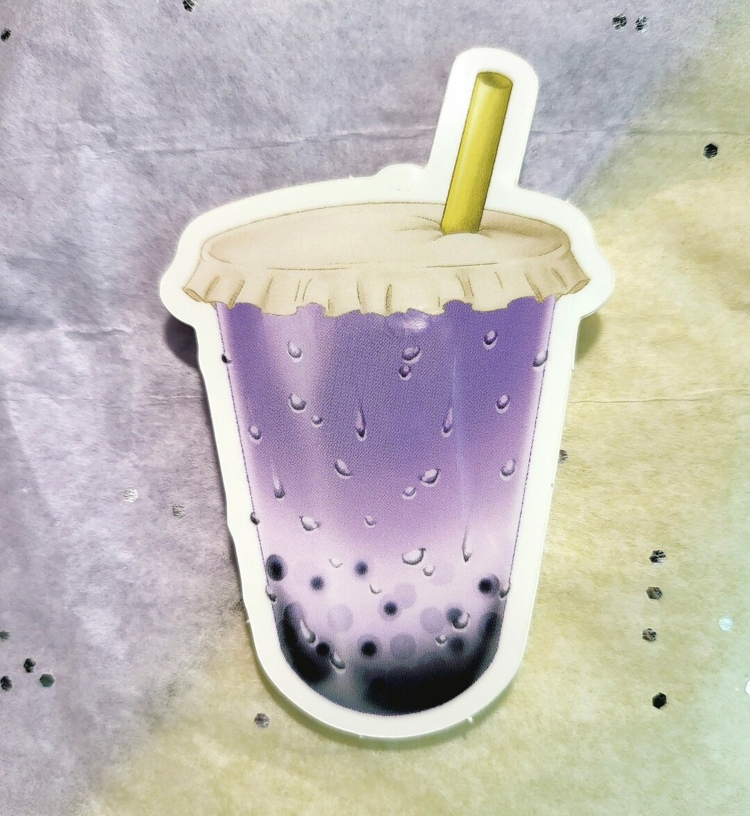 Cute Boba Bubble Taro Milk Tea Die Cut Glossy Vinyl Sticker - Etsy