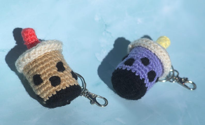 Handmade Boba Bubble Milk Tea Crochet Keychain Bag Charm - Etsy