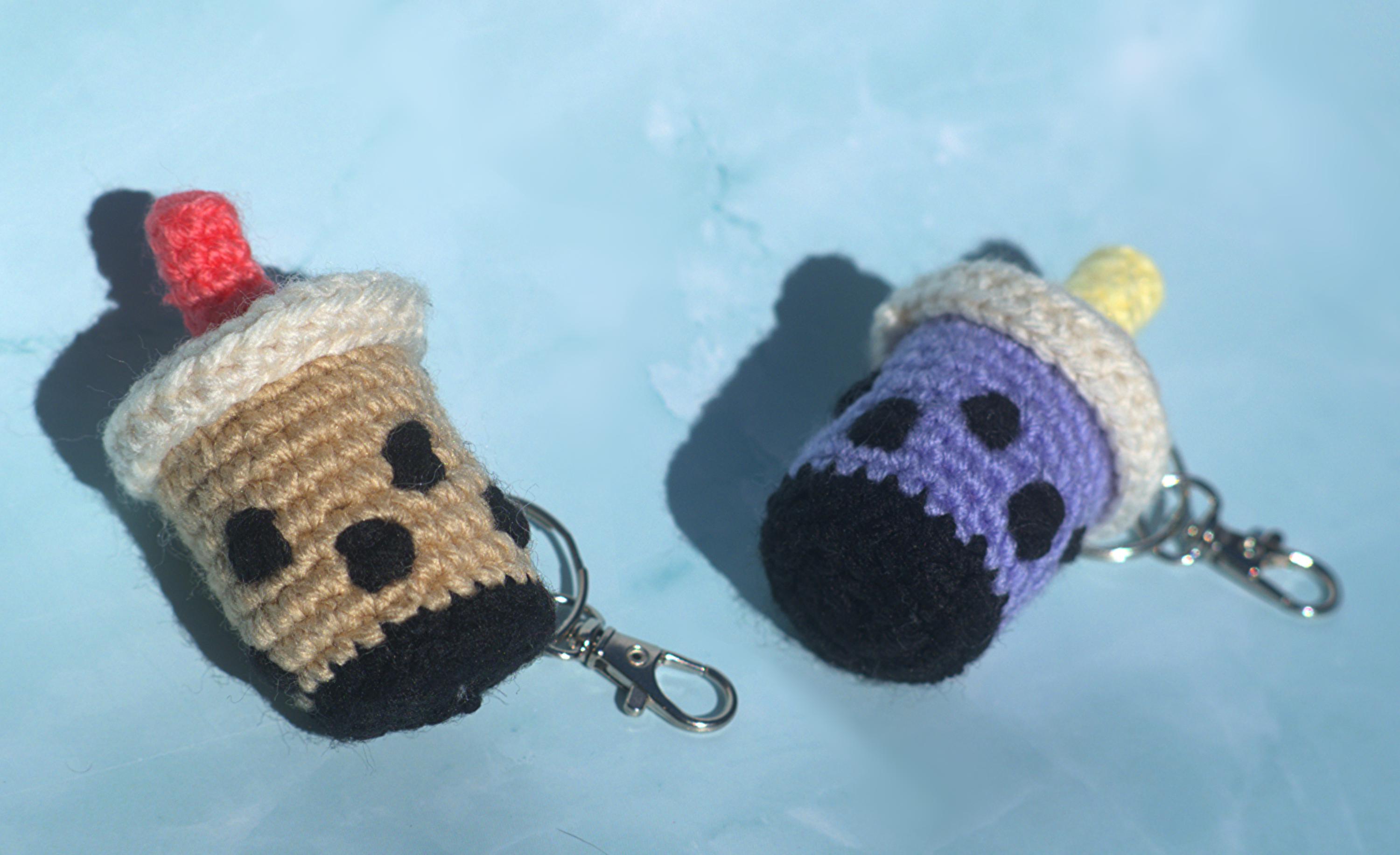 Handmade Boba Bubble Milk Tea Crochet Keychain Bag Charm - Etsy