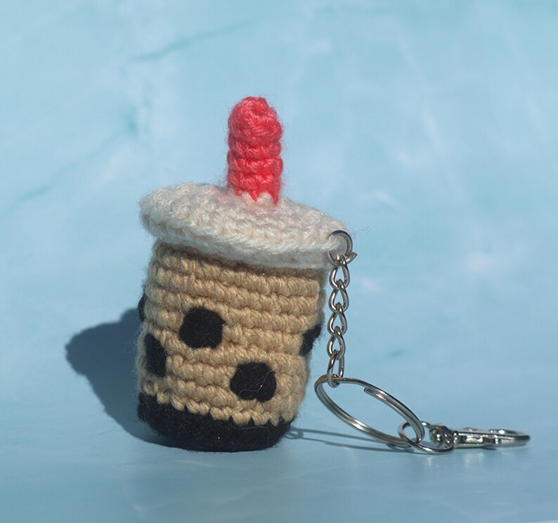 Handmade Boba Bubble Milk Tea Crochet Keychain Bag Charm - Etsy