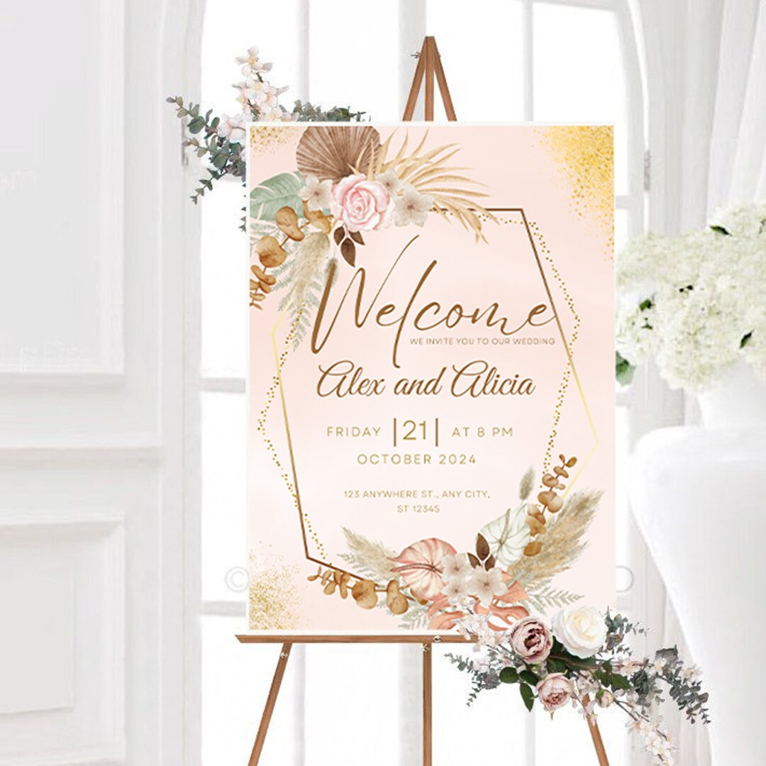 Elegant Wedding Welcome Sign-customizable Design Personalized Signage ...