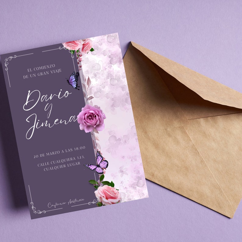 Elegant Purple Wedding Invitation Card Templates - Thank You Cards Set ...