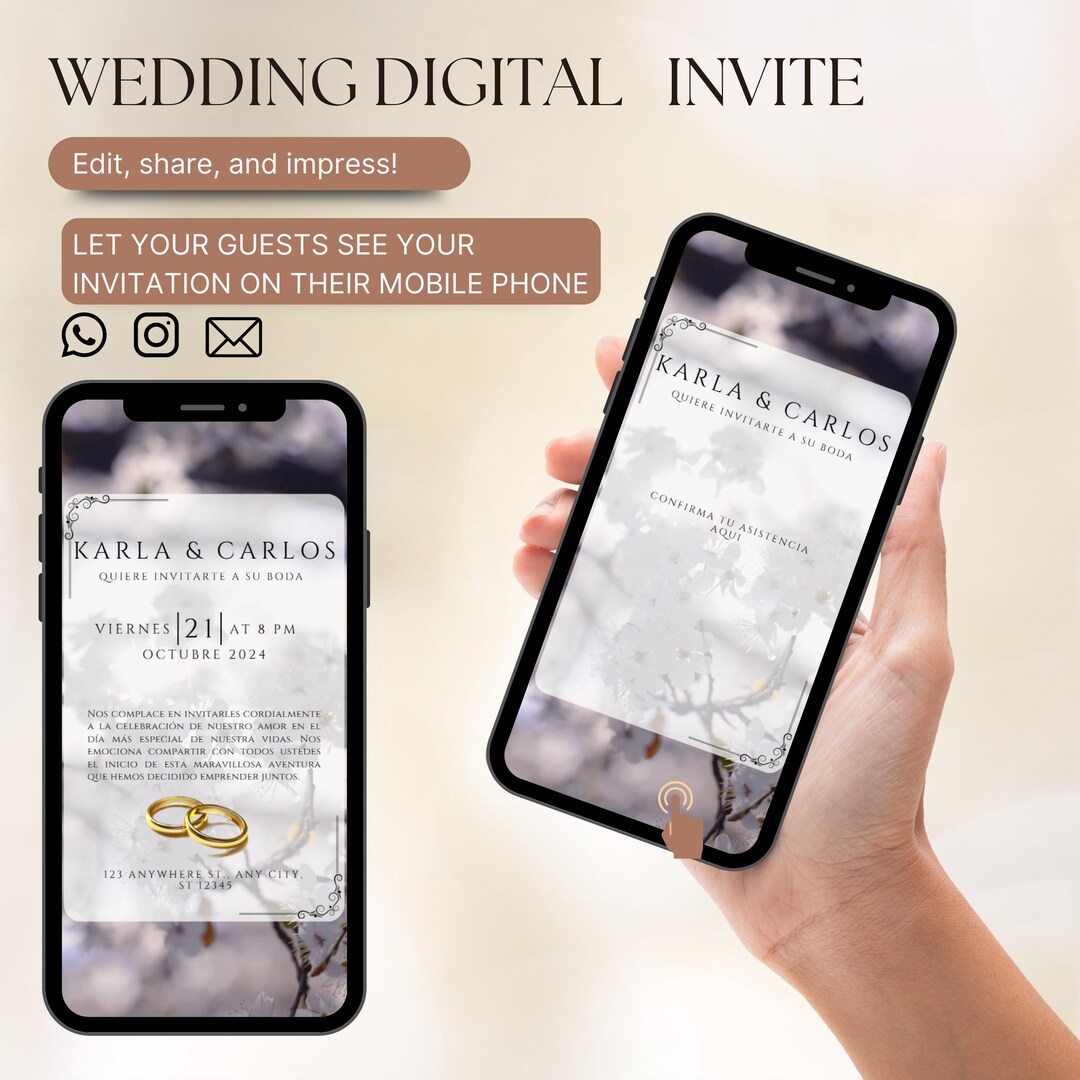 Interactive Wedding Invitation Suite, Custom Digital RSVP Card-online ...