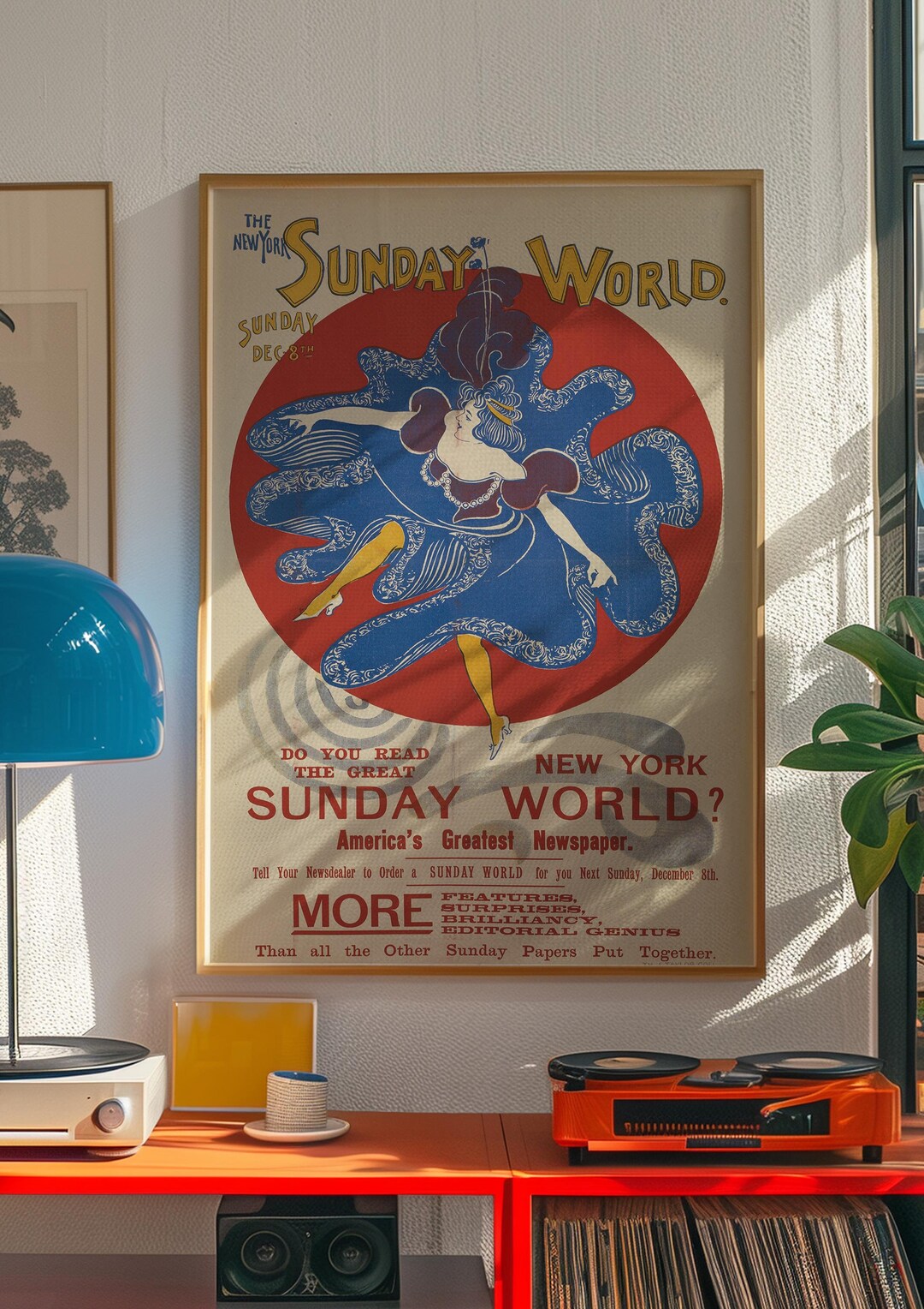 Vintage Sunday World Poster: American Art Nouveau Print - Etsy