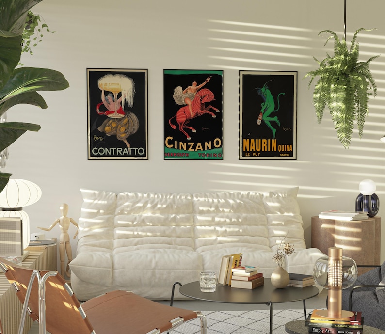 Museum Quality Vintage Liquor Poster Set of 3 – Contratto, Cinzano ...
