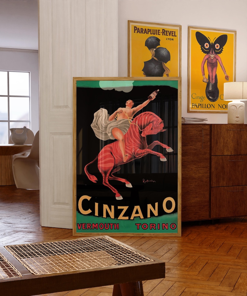 Museum Quality Vintage Liquor Poster Set of 3 – Contratto, Cinzano ...