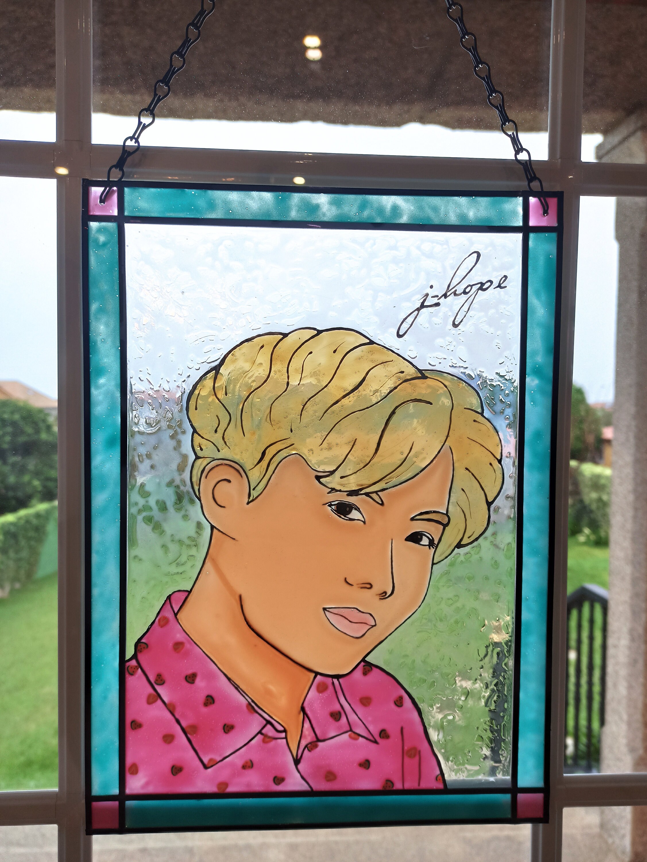 BTS Jhope Suncatcher, Bts Stain Glass, Bts House Decor, J-hope Portrait ...